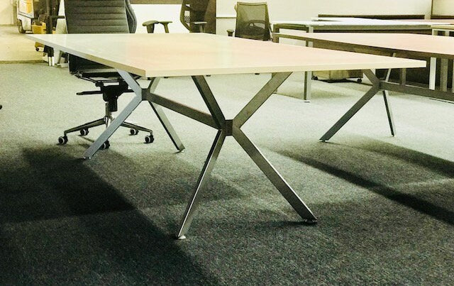 Conference table with mat silver X base - In custom sizes – DFS Designs
